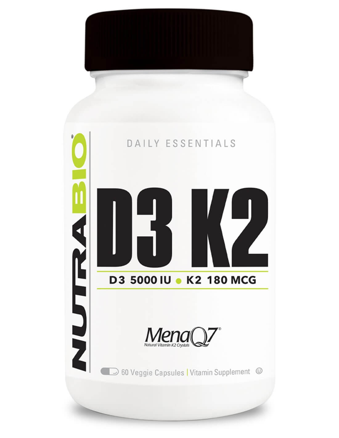 Vitamina D3 (5000 UI) con K2 (180 mcg) - 60 veg caps | Panamá